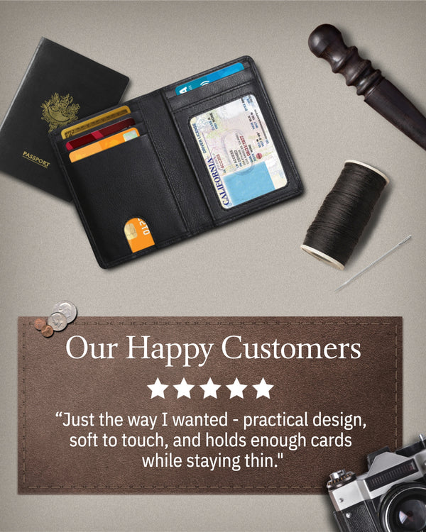 Genuine Leather Slim Bifold Wallet W/ Pull Strap | Access Accessories