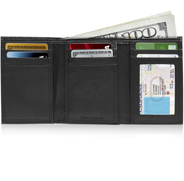 Genuine Leather Slim Trifold Wallet RFID Blocking | Access Denied ...